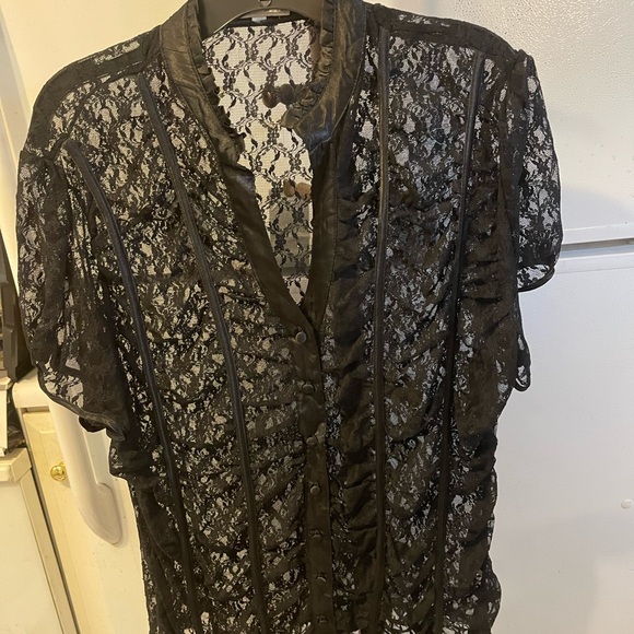 Fashion Bug | Tops | Fashion Bug Black Lace Ss Blouse Medium Polynylon ...